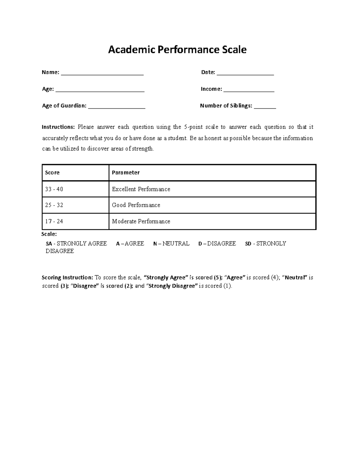 Group 5 PR2-Academic Questionnaire - Academic Performance Scale Name