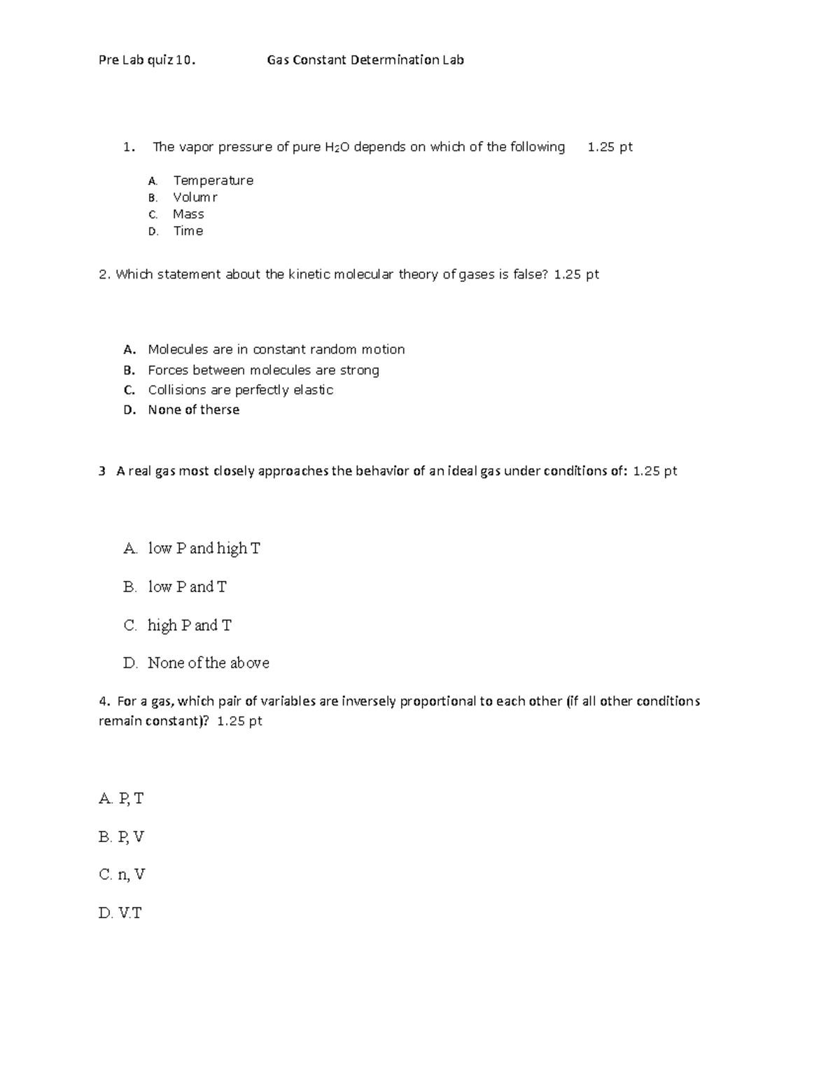 Pre Lab quiz 10 - Pre-lab for Heat of Neutralization experiment. - Pre ...