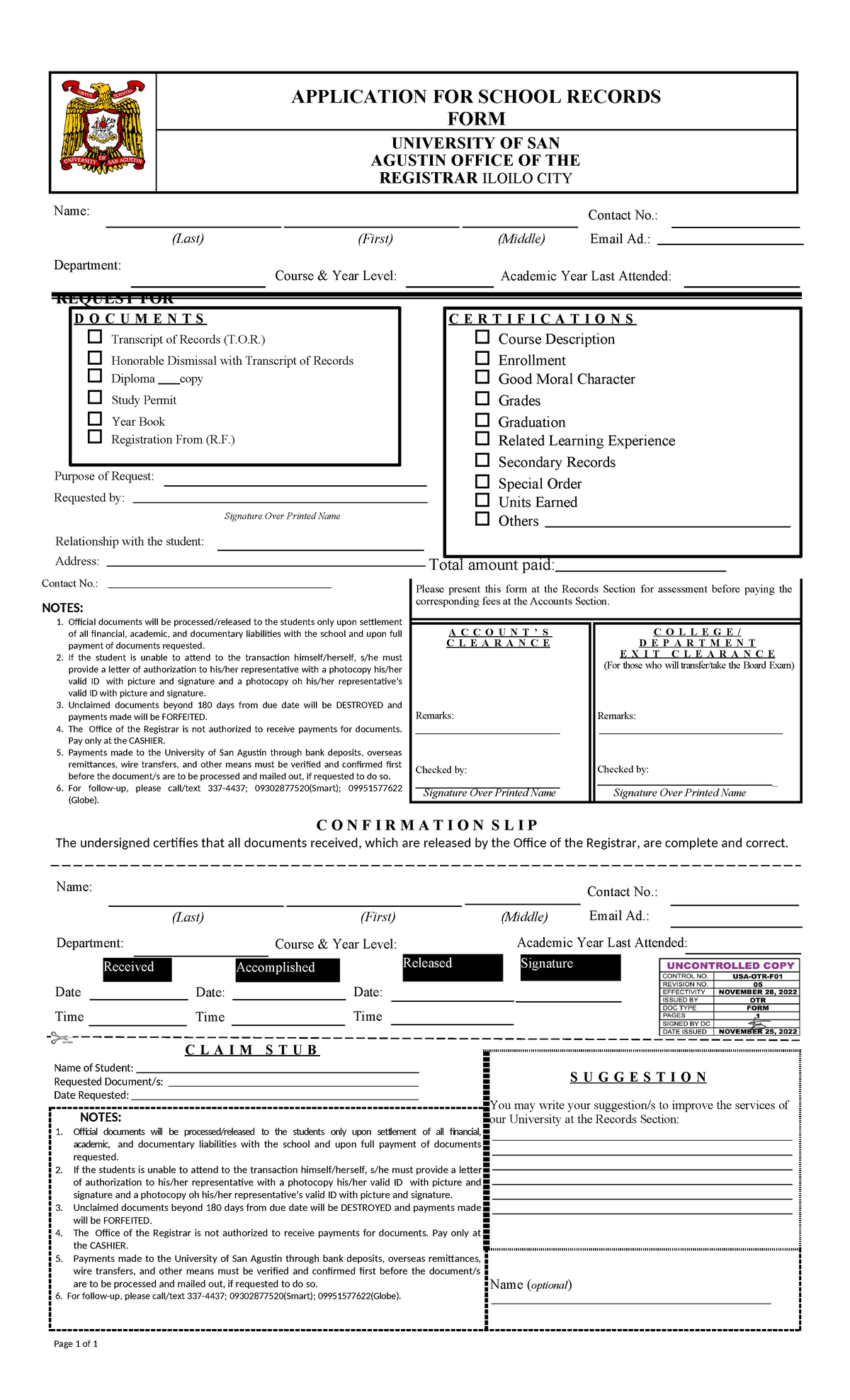 F01 - Application for School Records Form - Date Time Date: Time Date ...