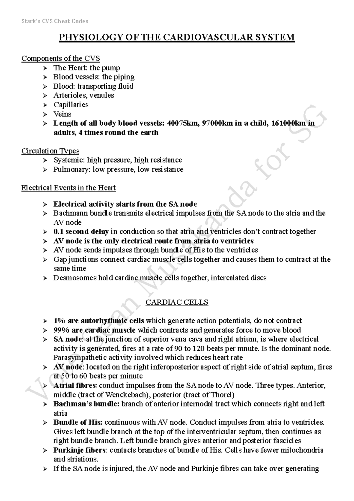 Stark's CVS Cheat Codes-1 - PHYSIOLOGY OF THE CARDIOVASCULAR SYSTEM ...
