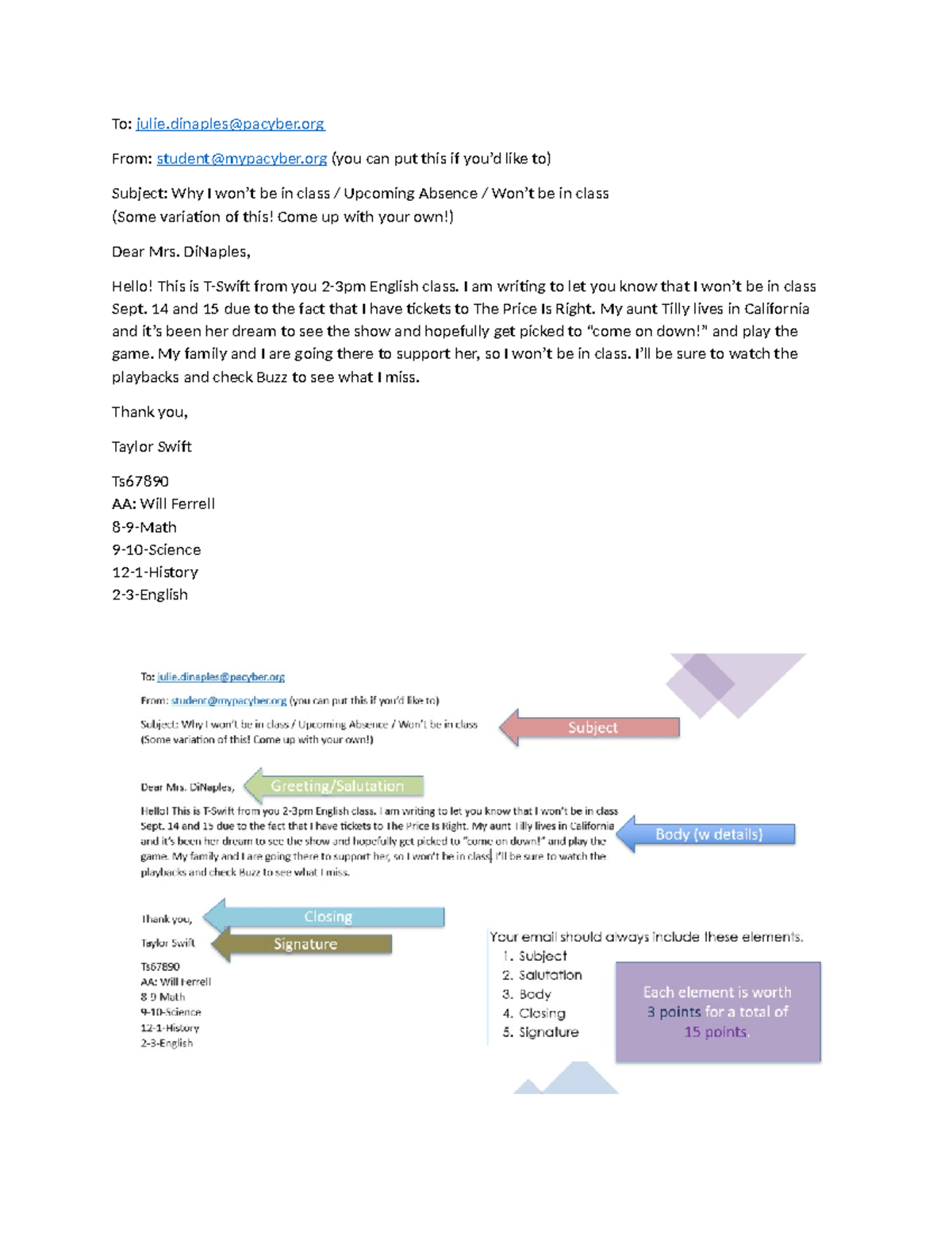 Email+Format+Assignment+Example+Email - To: julie@pacyber From: student ...