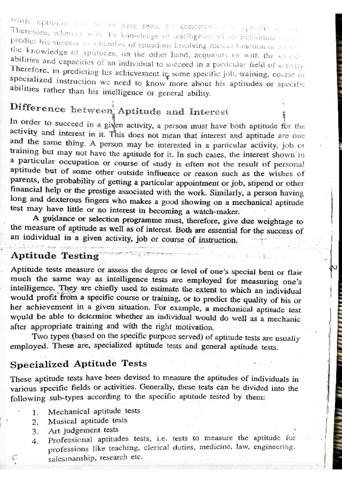 Aptitude tests - It's lecture notes - BSc. Psychology - Studocu