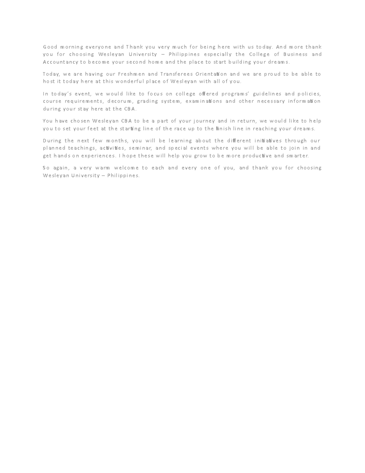 Opening Remarks - Orientation - G oo d m or ni ng e ver yo ne and Th an ...