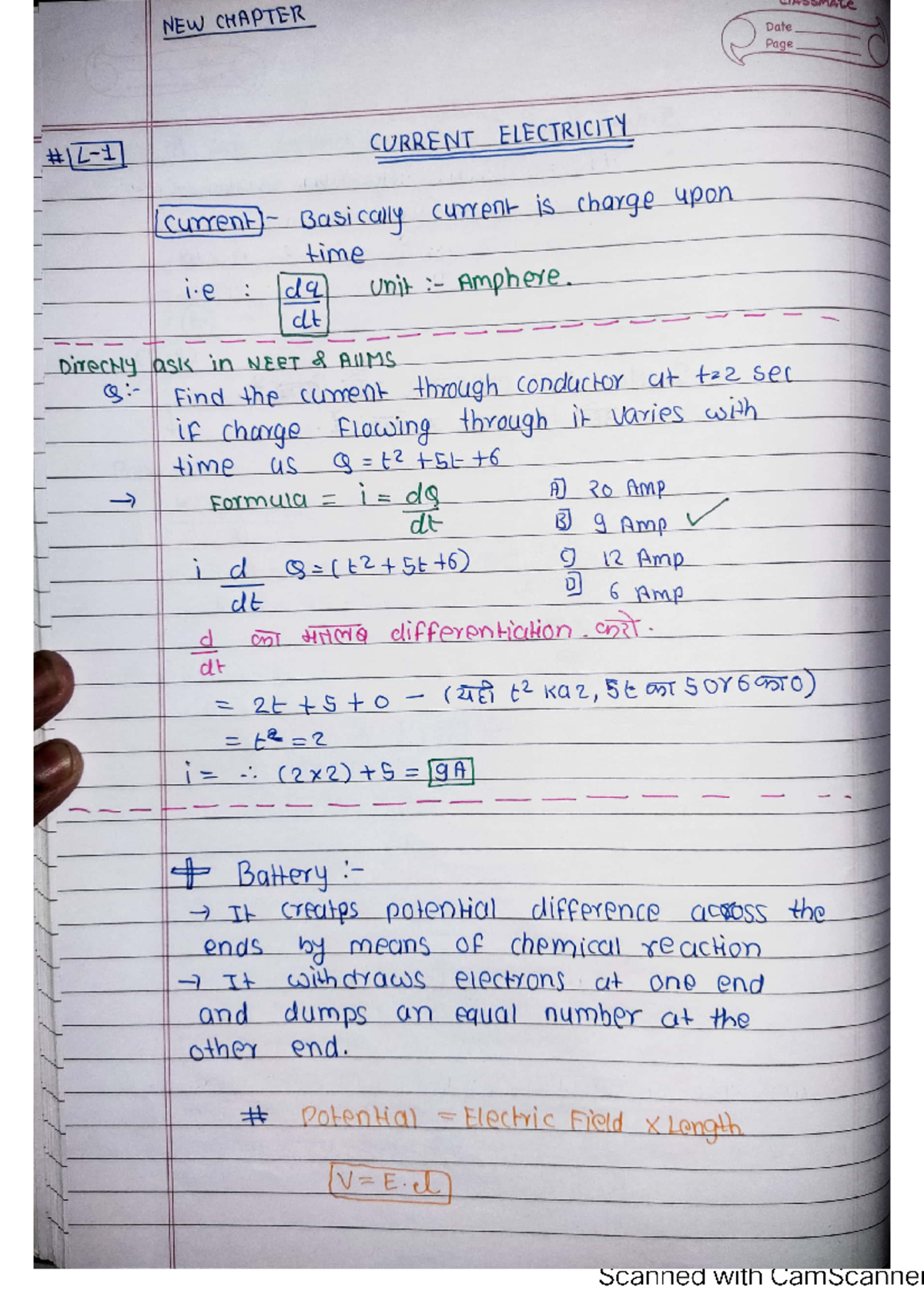 Current Electricity - Introduction to physics - Studocu