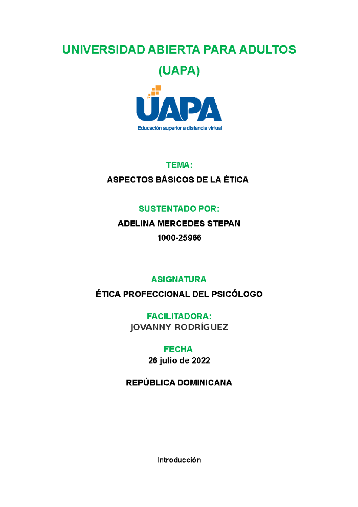Universidad Abierta PARA Adultos - UNIVERSIDAD ABIERTA PARA ADULTOS ...