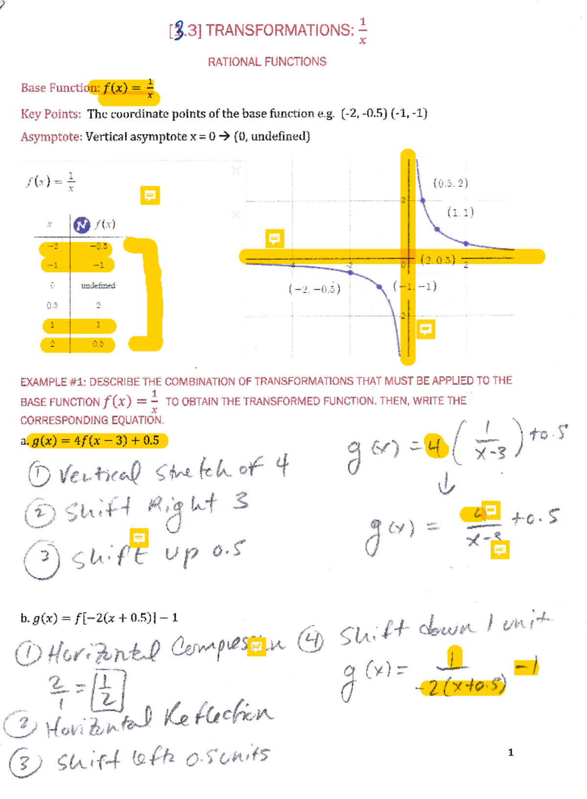 3.3 Transformations - Rational Functions - Notes [Teacher] - Copy - Studocu