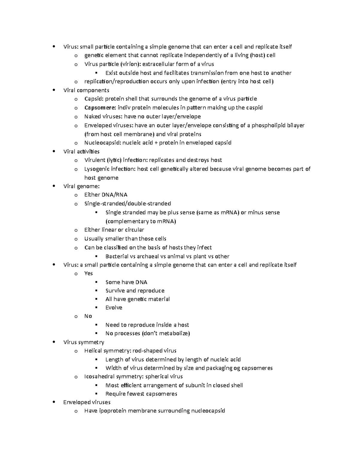 Chapter 8 - Virus: small particle containing a simple genome that can ...