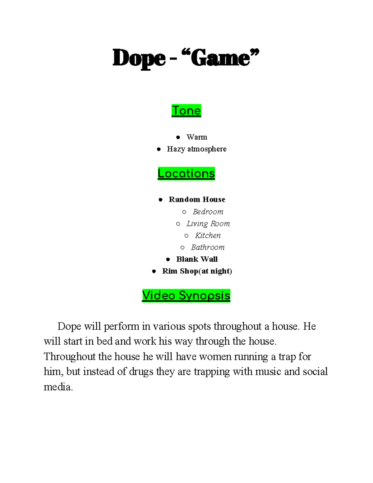 Treatment Example direccion Treatment Example direccion - Dope - “Game ...
