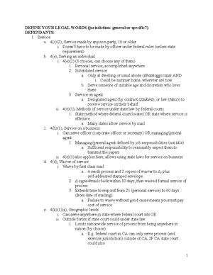 Civ Pro [outline] - Civil Procedure Class Outline - Civil Procedure ...