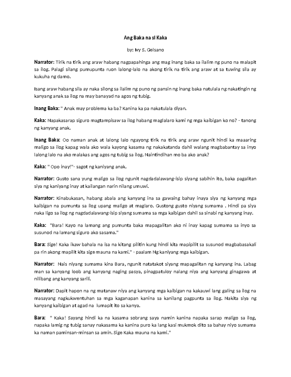 Ang Baka na si Kaka-WPS Office - Ang Baka na si Kaka by: Ivy S. Gelsano ...