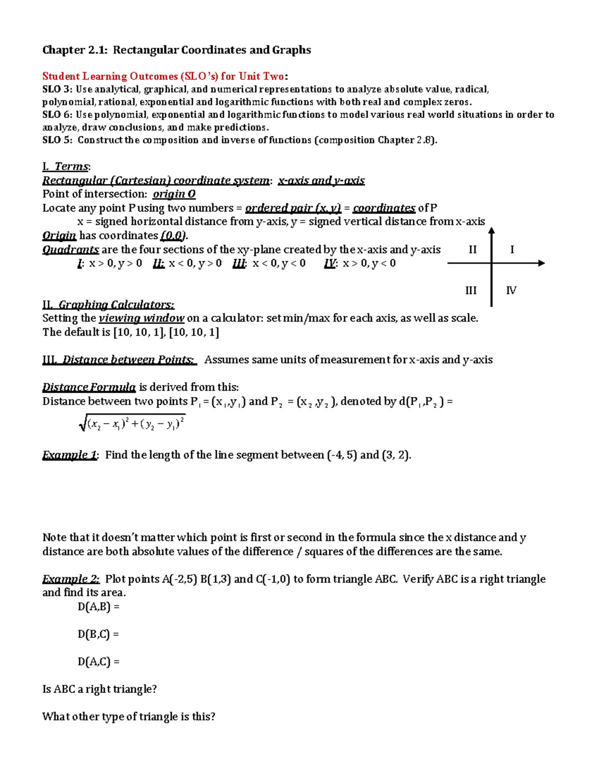 Ch 2.1 Rectangular Coordinates and Graphs 2019 - Chapter 2: Rectangular ...