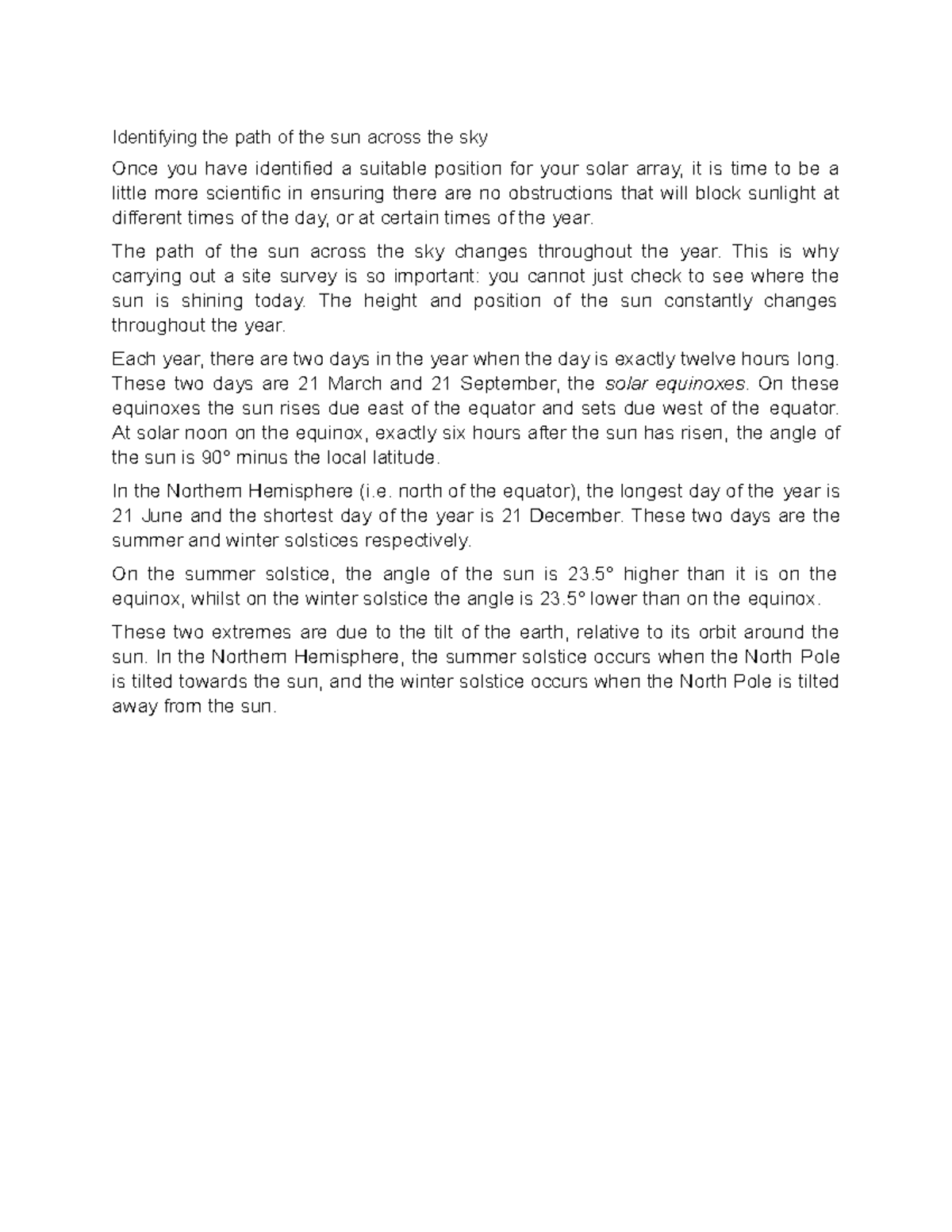 Identifying the path of the sun across the sky - The path of the sun ...