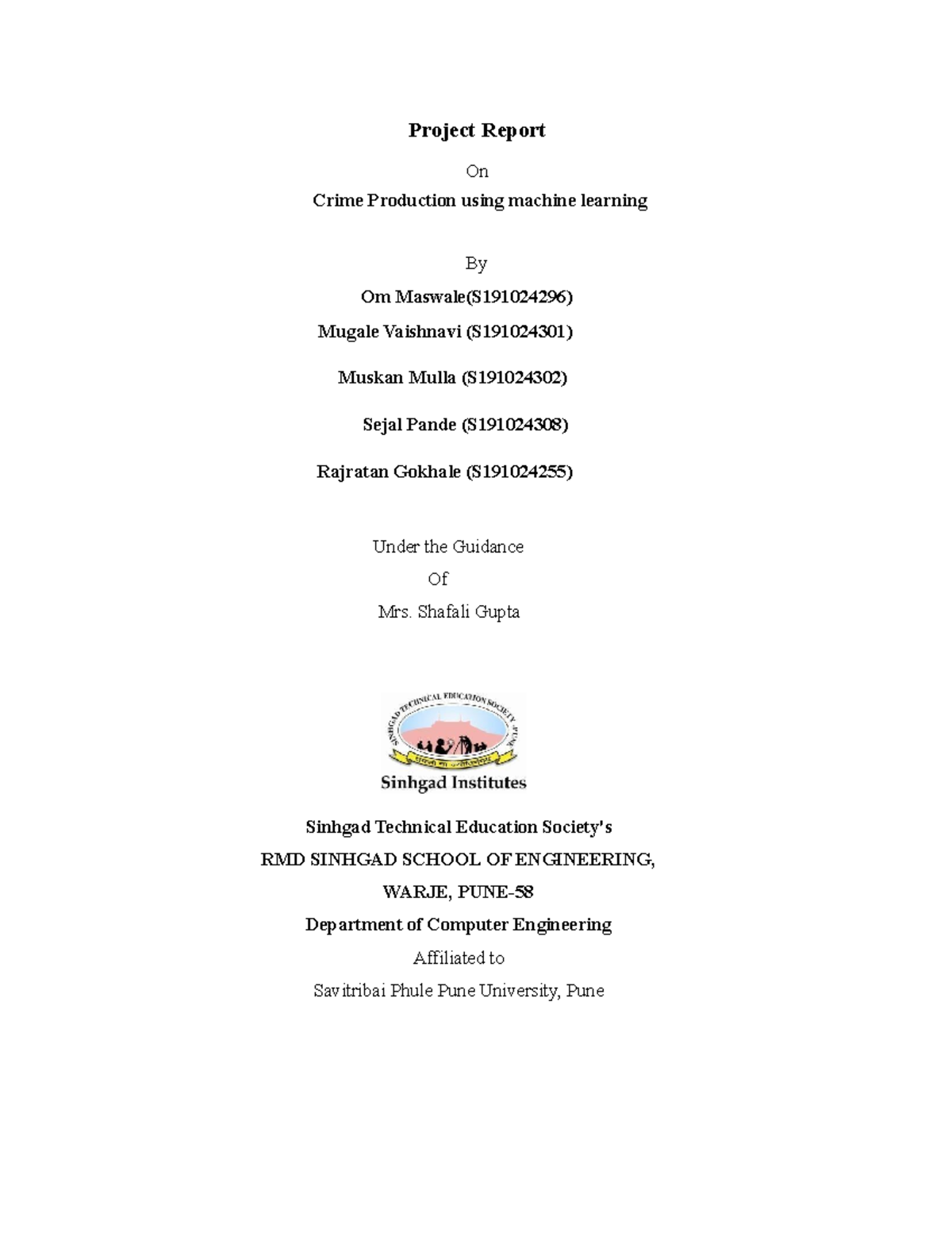 PBL report crime rate prediction 2019 - Project Report On Crime ...