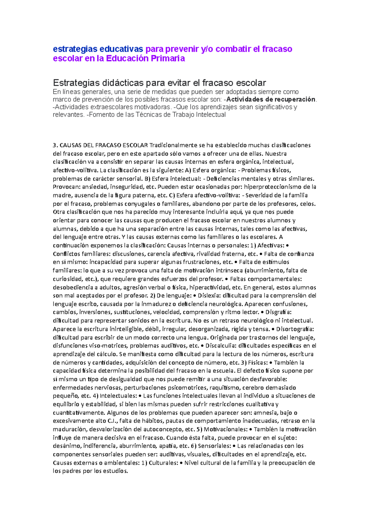 Fracaso escolar - ehht - estrategias educativas para prevenir y/o combatir el fracaso escolar en ...