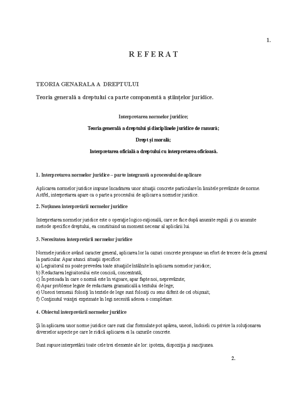 Referat TEMA 1 Drept Petrachi Tatiana PT - 1. R E F E R A T TEORIA ...