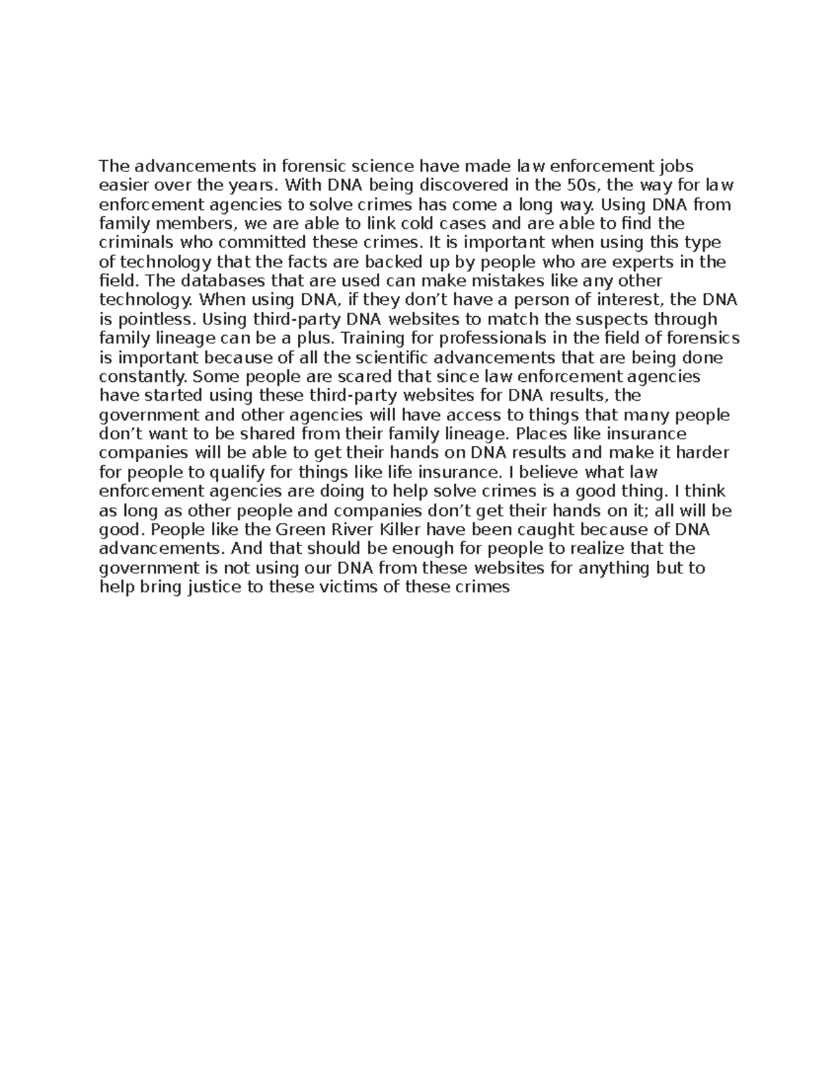 3.DB discussion board - The advancements in forensic science have made ...