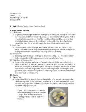 Lab Report 1 for CMB211 - Microbiology Lab : CMB 211 September 12, 2018 ...