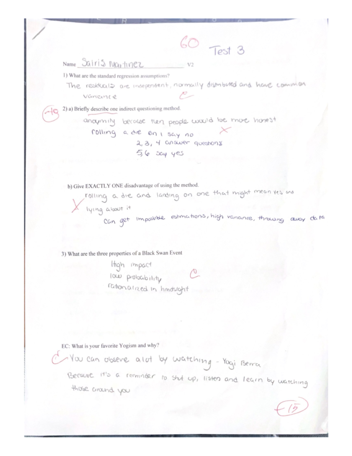 1) What are the standard regression assumptions - MATH 1203 - Studocu