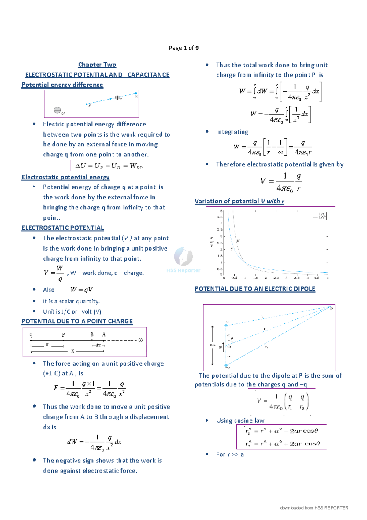 Electrostatic Potential AND Capacitance-1 - ####### Chapter Two ####### ELECTROSTATIC POTENTIAL ...