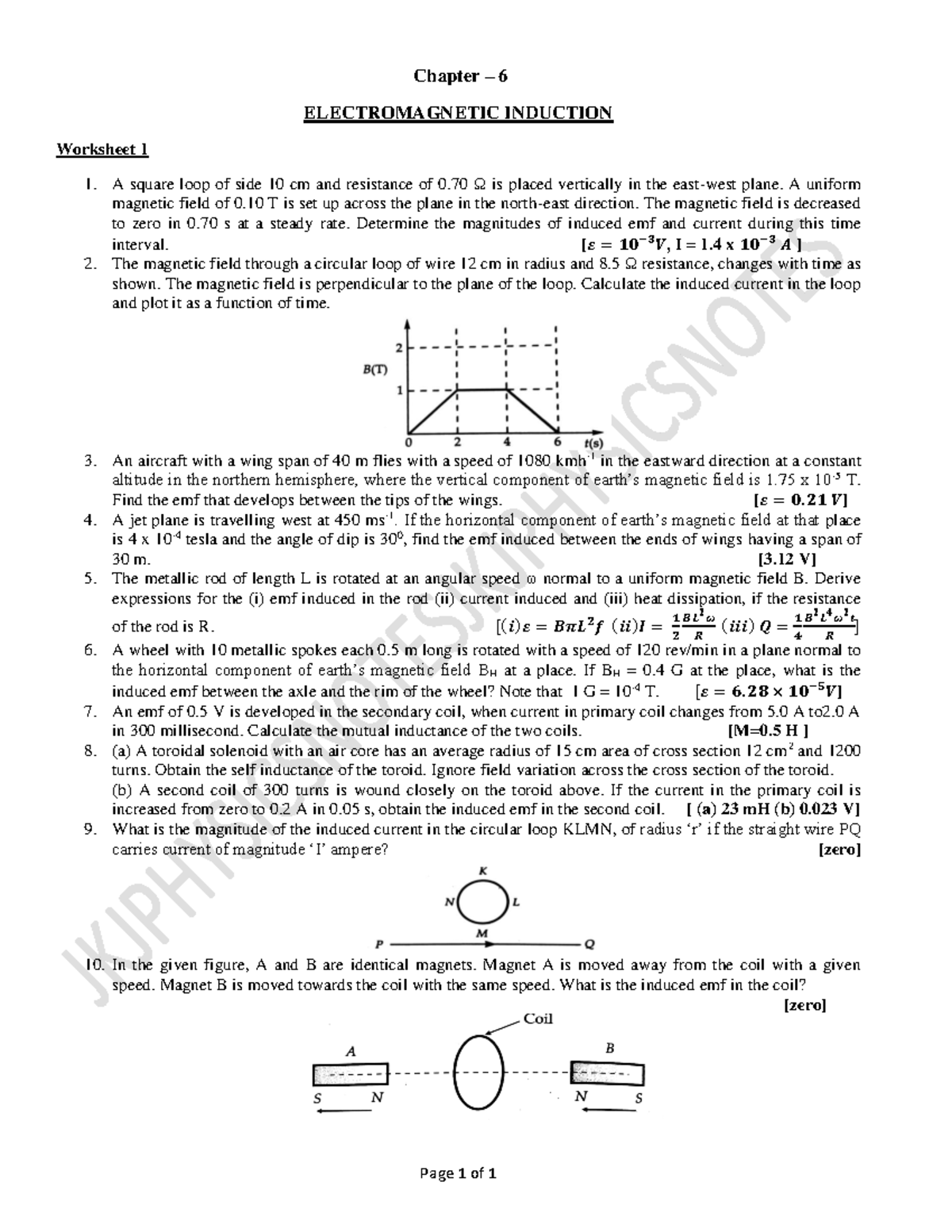 Ch 6 EMI Worksheet 1 - Page 1 of 1 Chapter – 6 ELECTROMAGNETIC ...