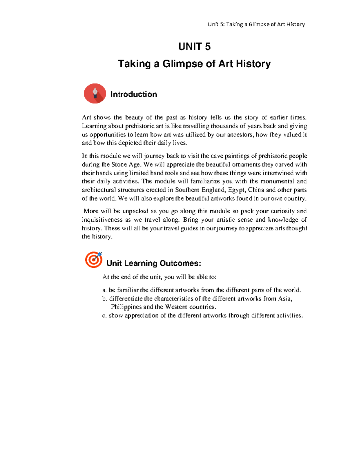 Unit-5-Topic-1-Prehistoric-Art - UNIT 5 Taking a Glimpse of Art History ...