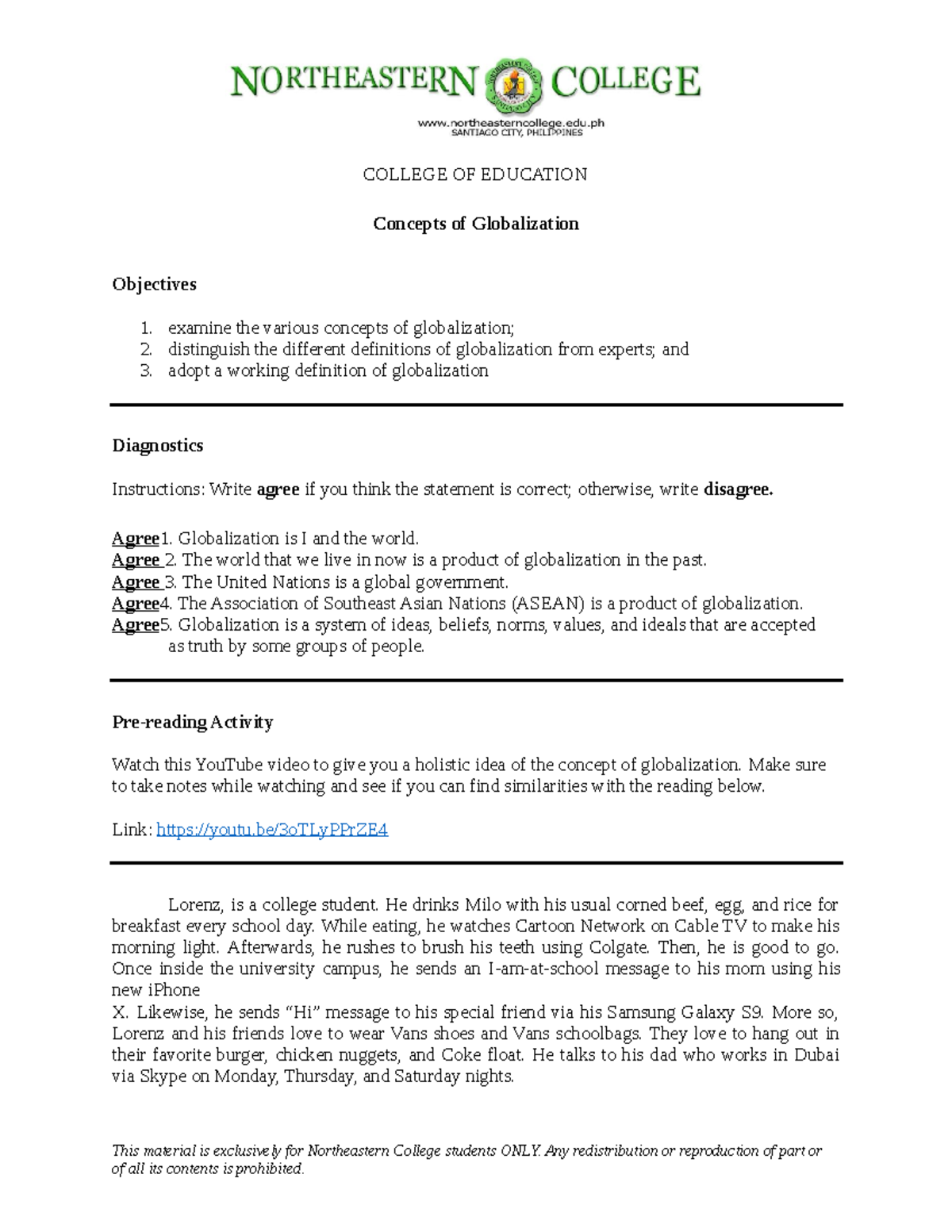 The Contemporay World Module Set1 - COLLEGE OF EDUCATION This material ...