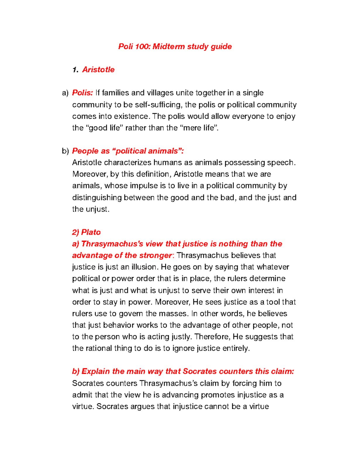 Midterm study guide Final draft - Poli 100: Midterm study guide ...