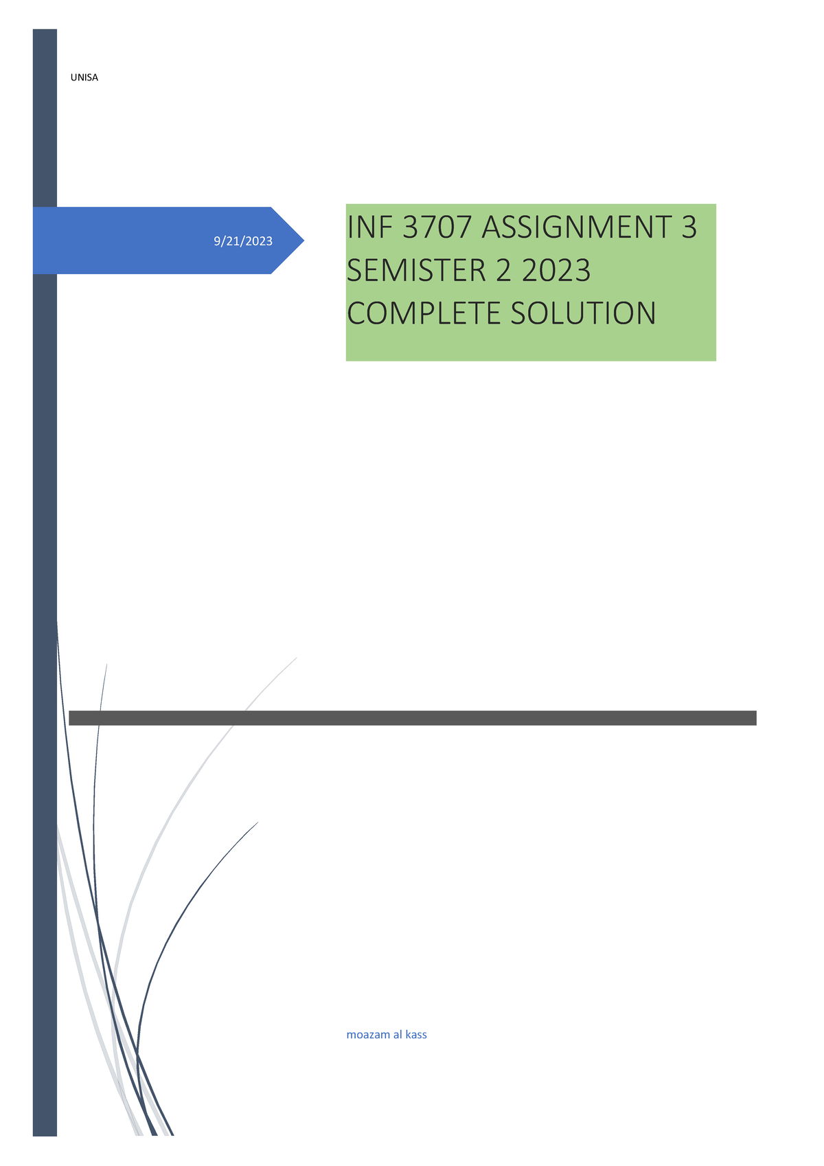 INF3707 Assignment 3 Semister 2 2023 - 9/21/ UNISA INF 3707 ASSIGNMENT ...