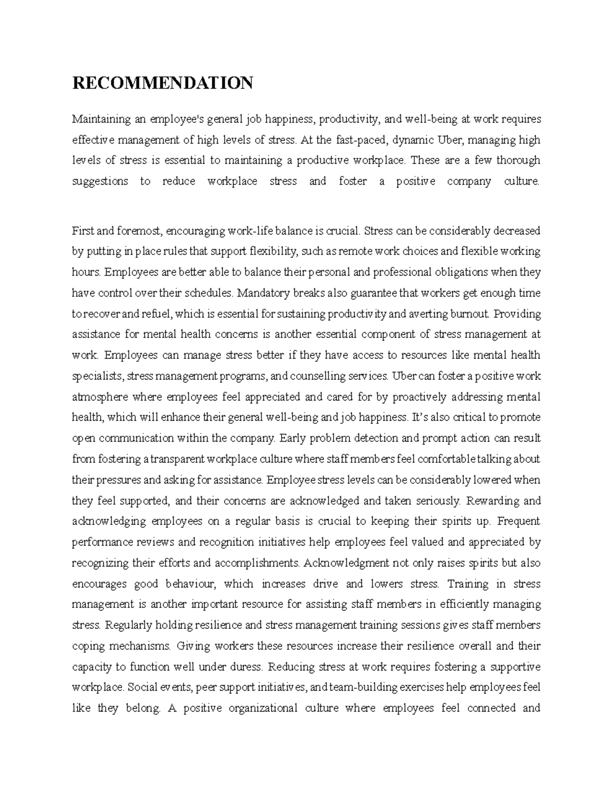 Recommendation mgt430 - RECOMMENDATION Maintaining an employee's ...