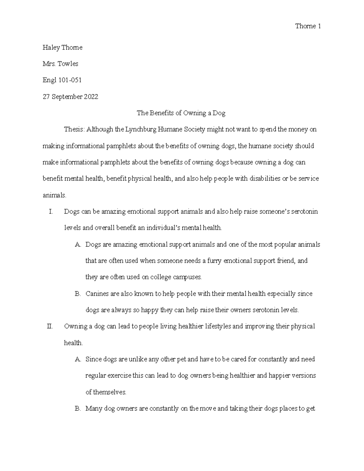 Proposal Essay Engl 101 - Haley Thorne Mrs. Towles Engl 101- 27 ...