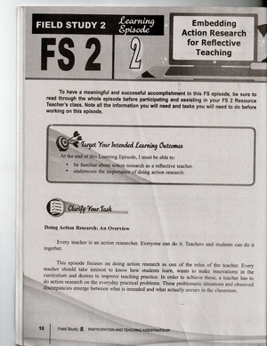 Field Study 2 - Episode 1 [ Scanned COPY] - FIELD STUDY 2 Learning Episode The Teacher We ...