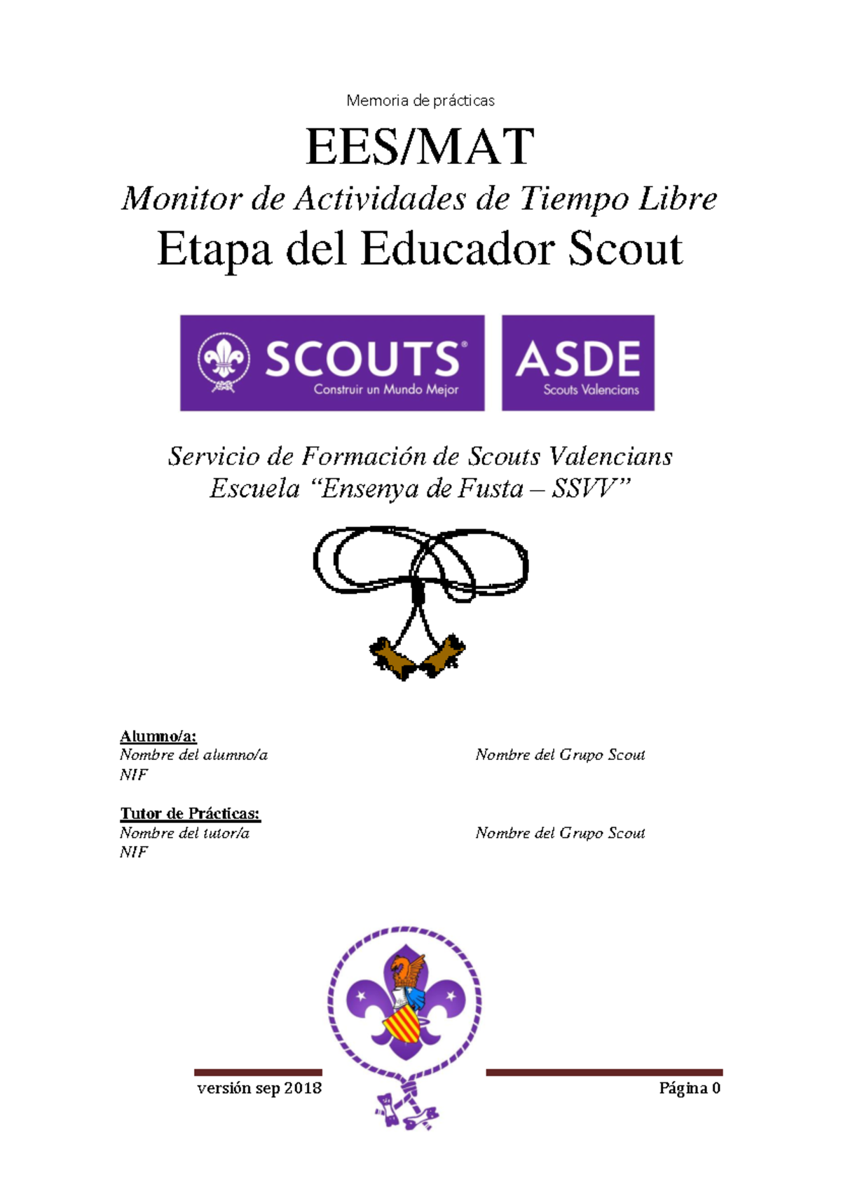 MAT 05 Modelo Memoria MAT Scout 2021 - Ver versión sep 2018 Página 0 ...