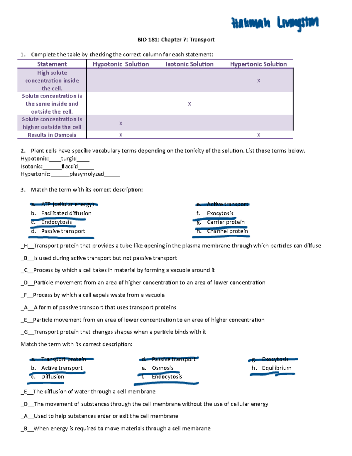Chapter 7 CELL Membrane Activity Sheet - BIO 181: Chapter 7: Transport ...