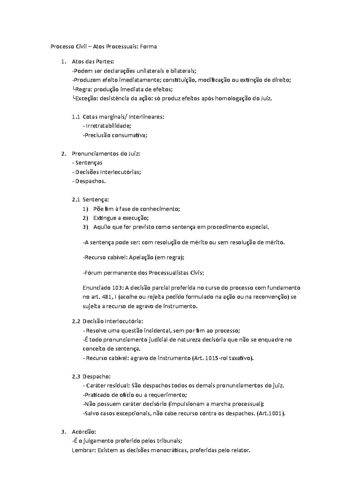 Atos processuais 2 - Processo Civil – Atos Processuais: Forma Atos das ...