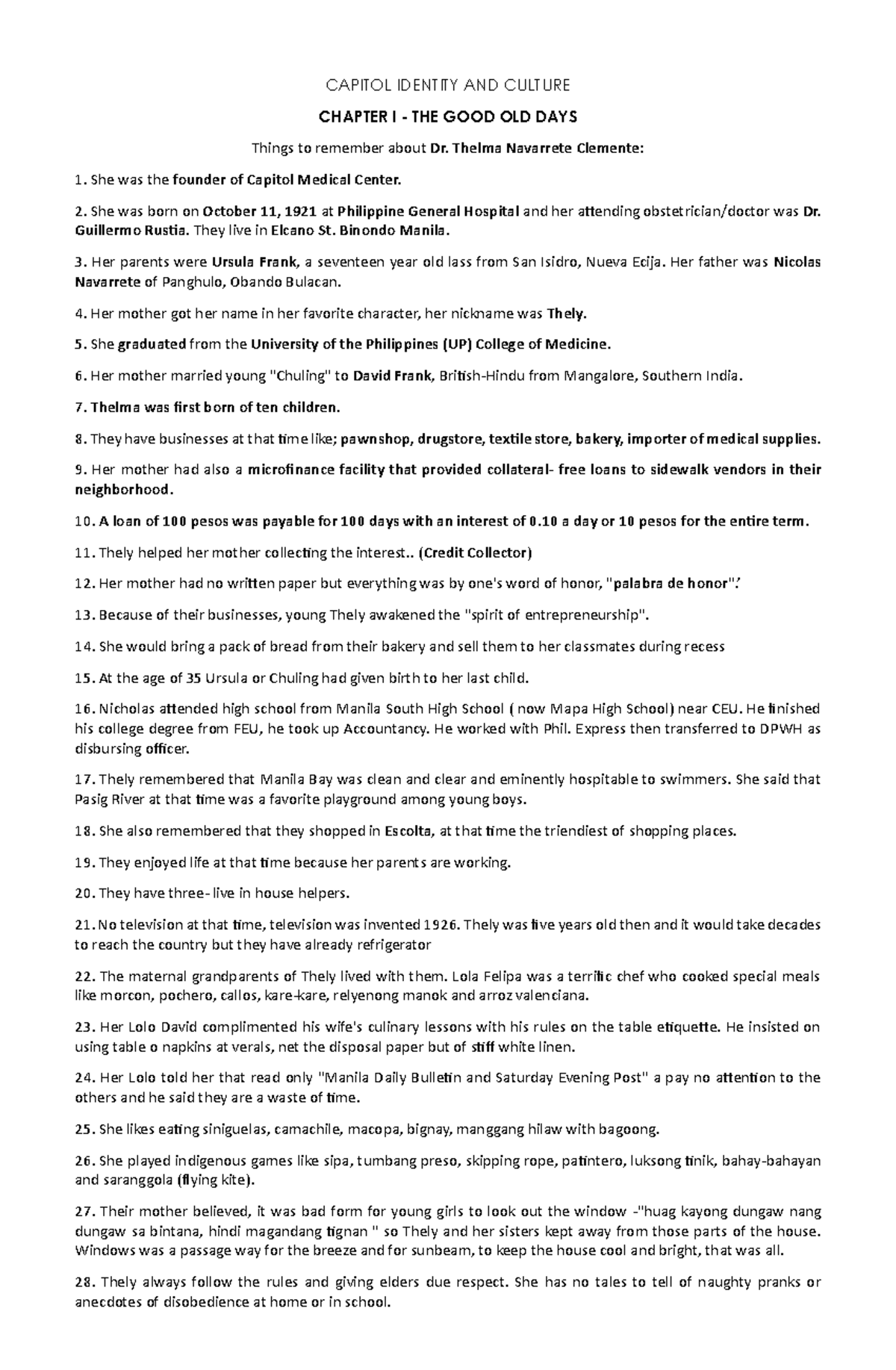 CIC-Notes - Quiz - CAPITOL IDENTITY AND CULTURE CHAPTER I - THE GOOD ...