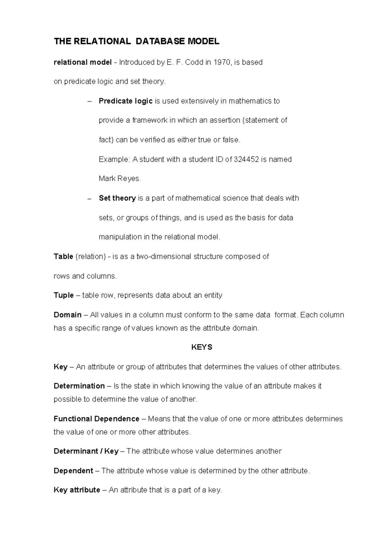 Reviewer infomanagement - THE RELATIONAL DATABASE MODEL relational ...