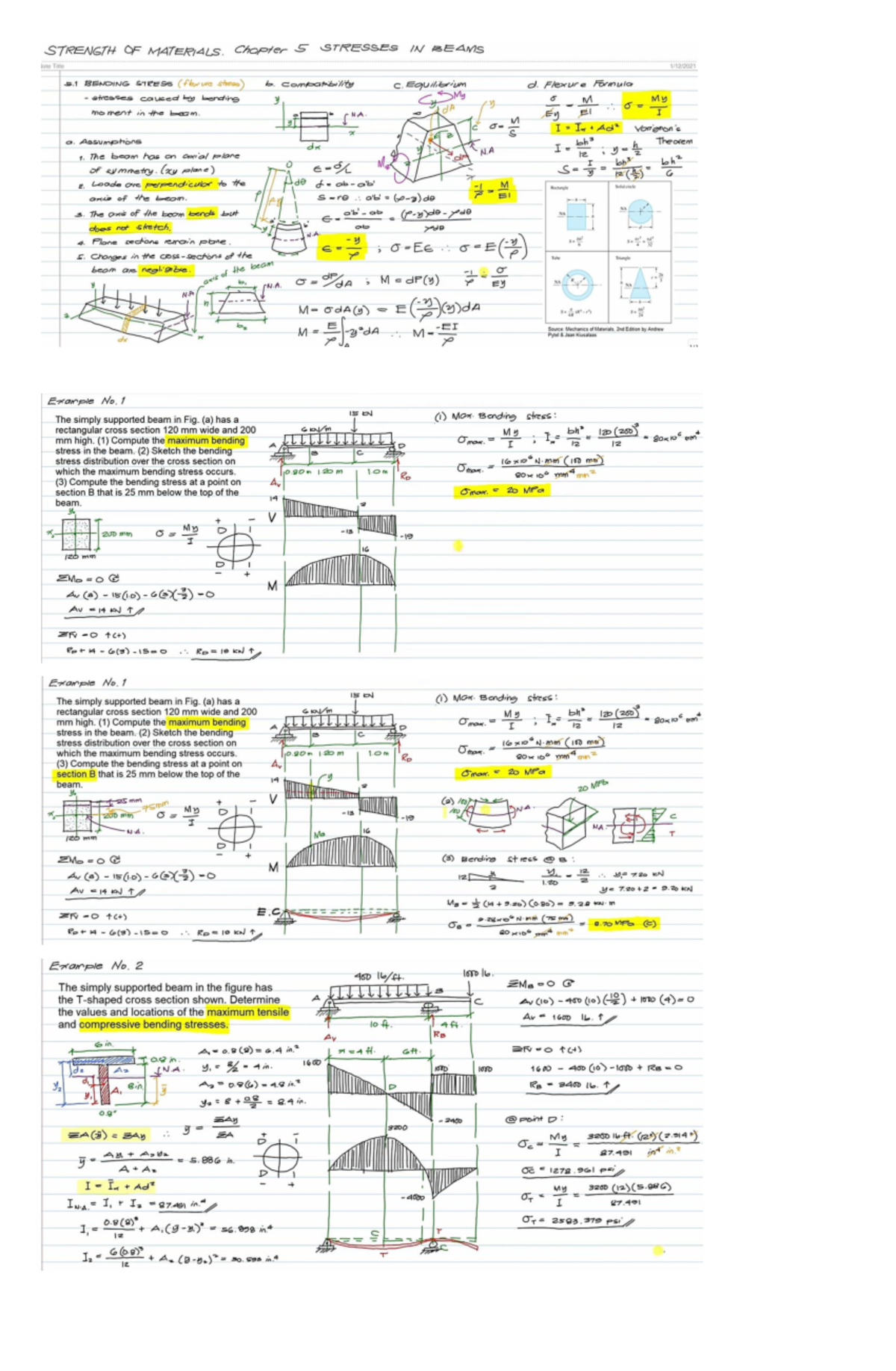 Shear AND Bending Sample PROB - STRENGTH OF MATERIALS Chapter 5 ...