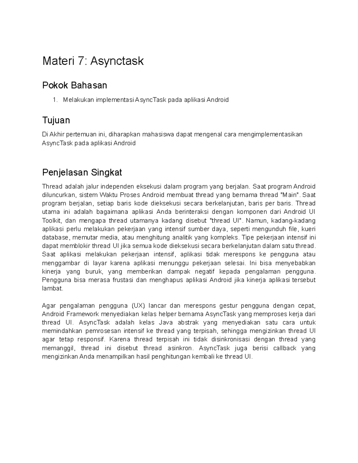 Modul 7 Asynctask - Materi 7: Asynctask Pokok Bahasan 1. Melakukan ...