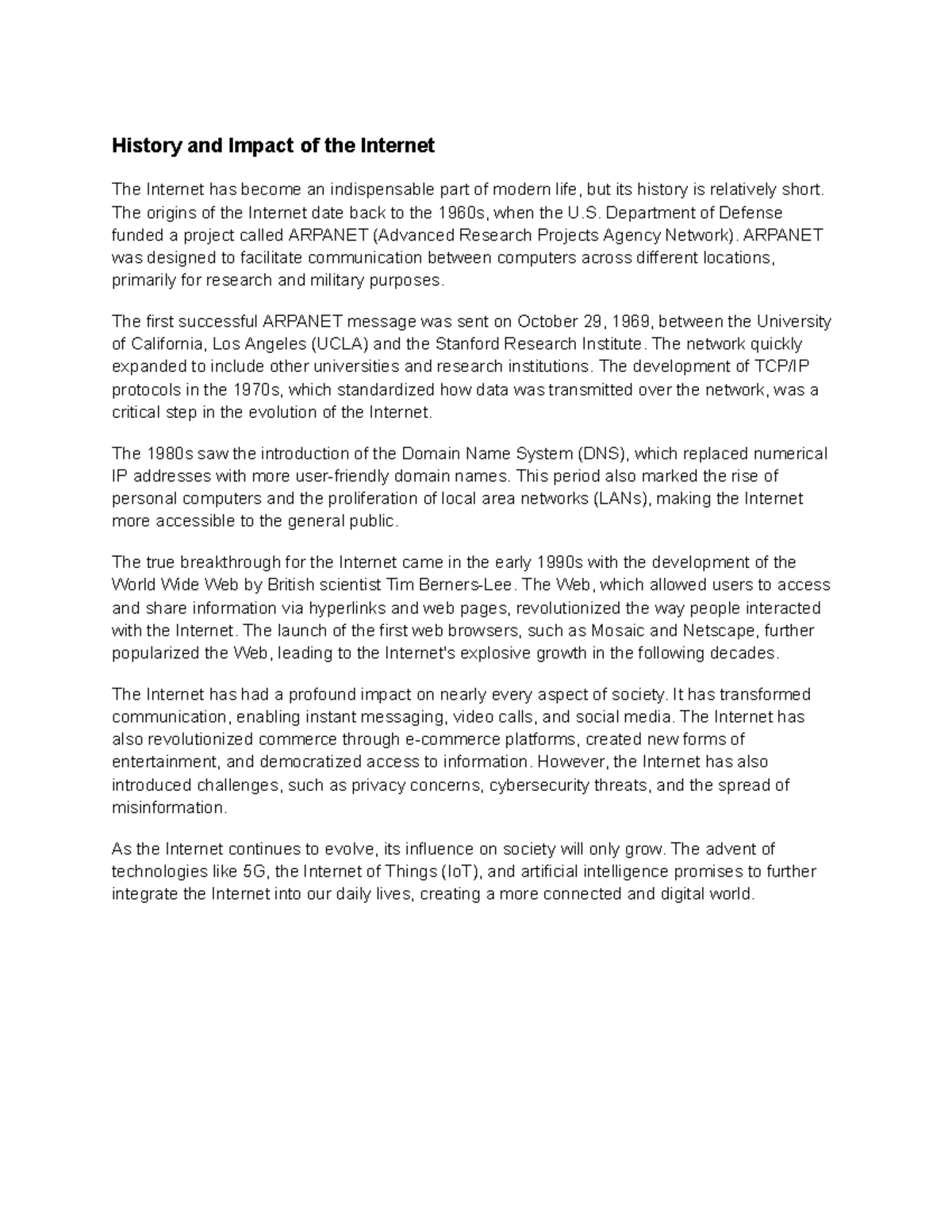 History and Impact of the Internet - The origins of the Internet date ...