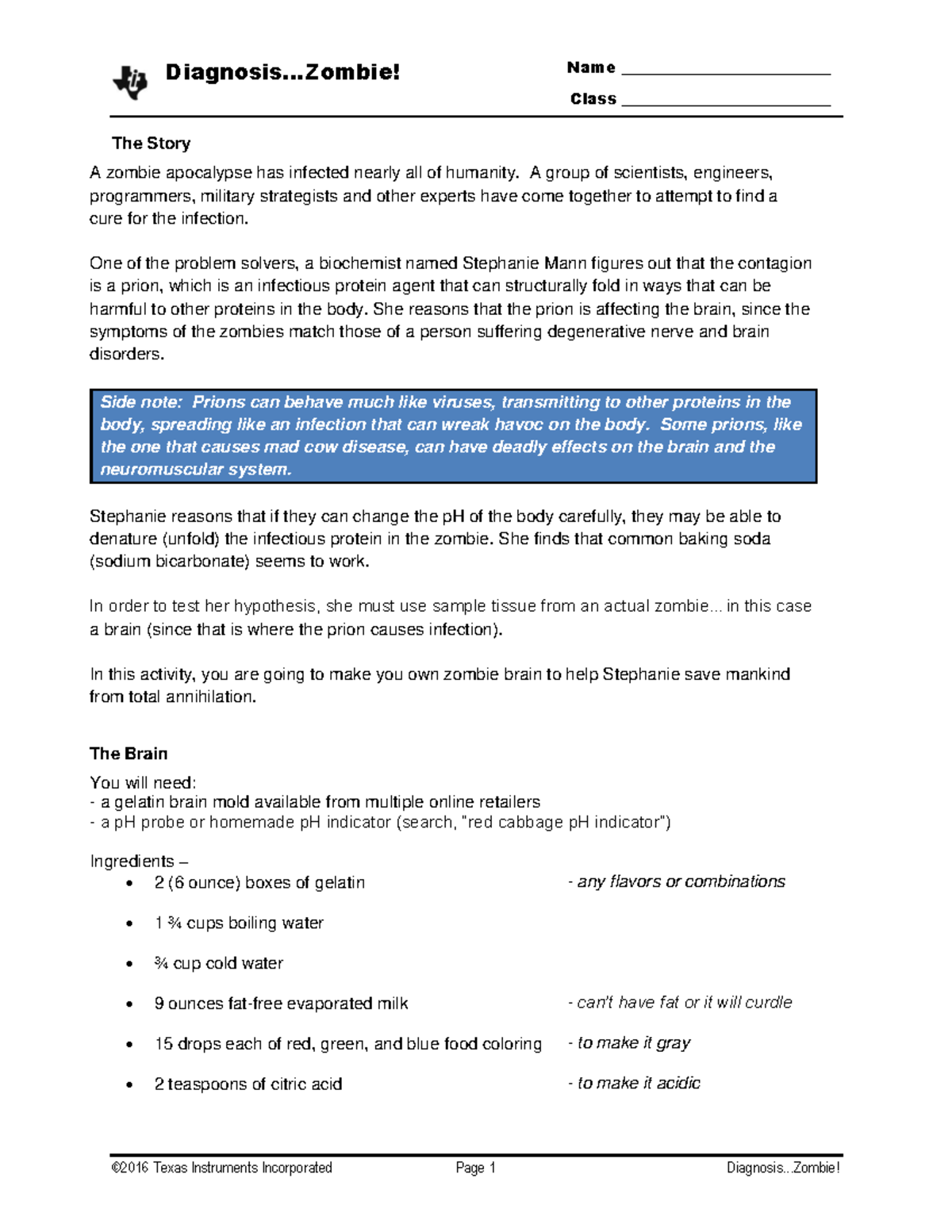 Zombie brain activity - Diagnosis..! Name ...