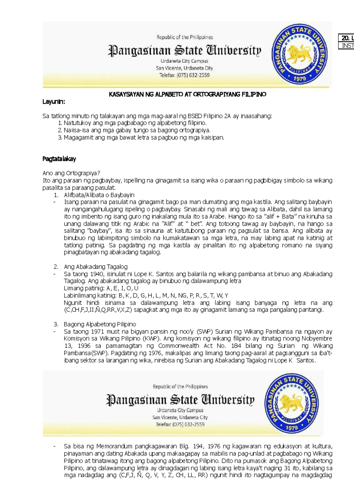 Inbound 1044436569142962214 - 20. L INST KASAYSAYAN NG ALPABETO AT ...