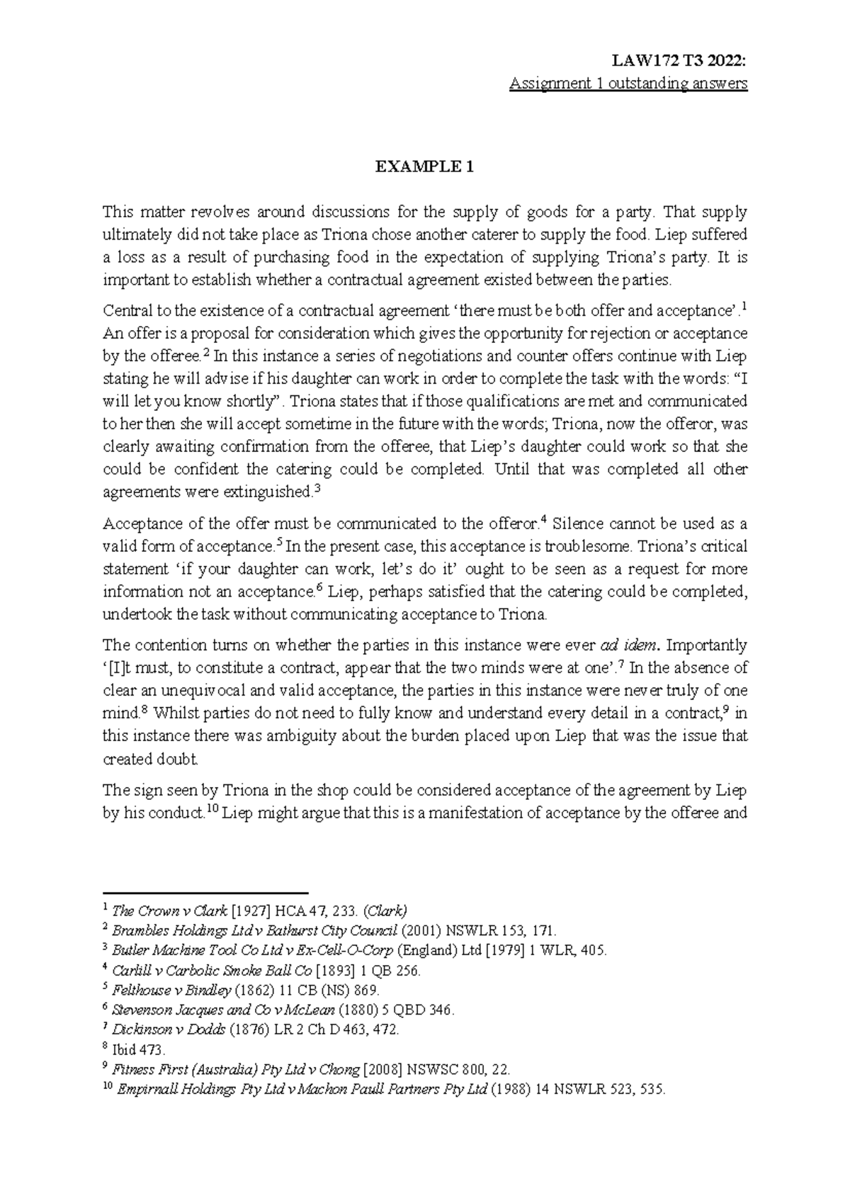 Assignment 1 - examples of outstanding answers - Assignment 1 outstanding answers EXAMPLE 1 This ...