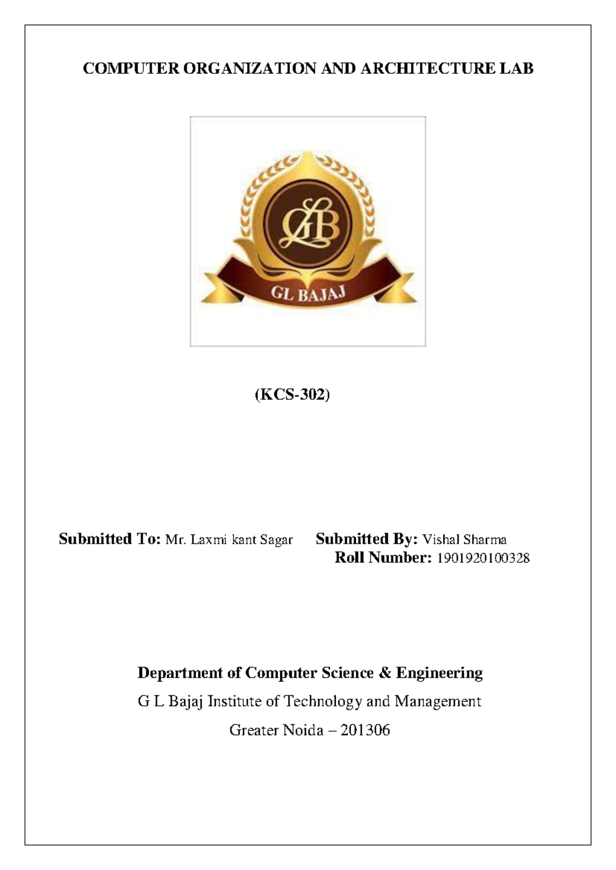 Coaaa CC - thank u - COMPUTER ORGANIZATION AND ARCHITECTURE LAB (KCS ...