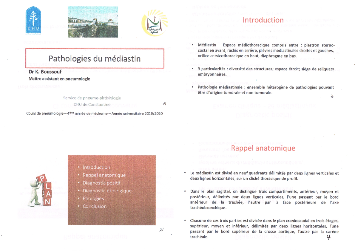 Pneumo 4an poly-pathologie mediastin - médecine - Studocu