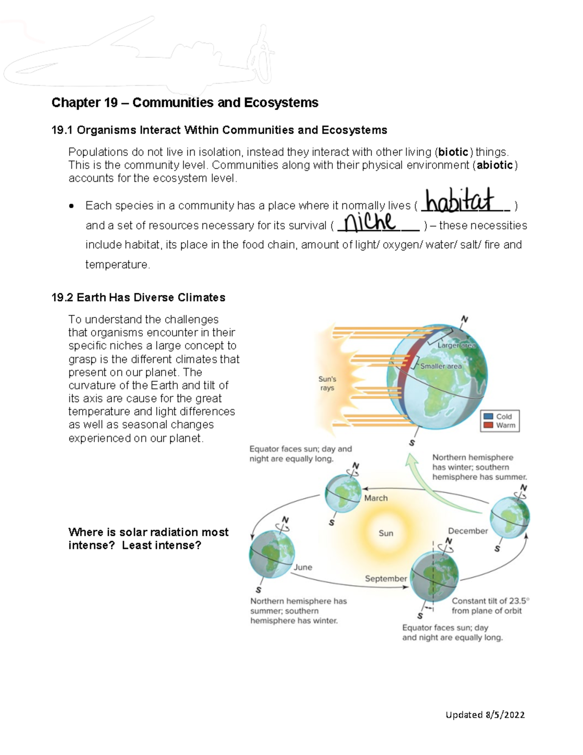 communities and ecosystems - Updated 8/5/ Topic I Study Guide Chapter ...