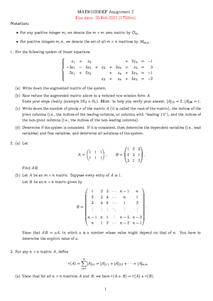 MATH1030 B-16-sem1 - linear algebra 1 - Studocu
