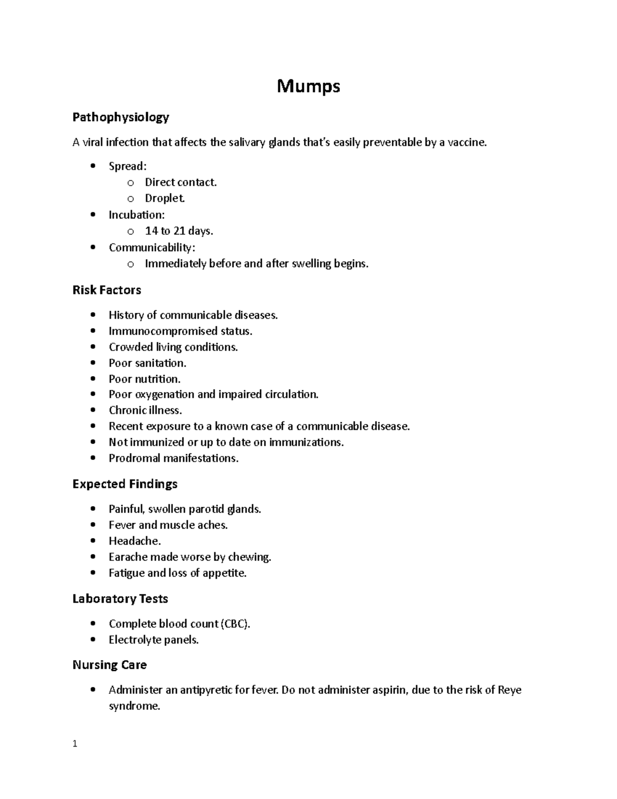 Mumps - M. Milner - Mumps Pathophysiology A viral infection that ...