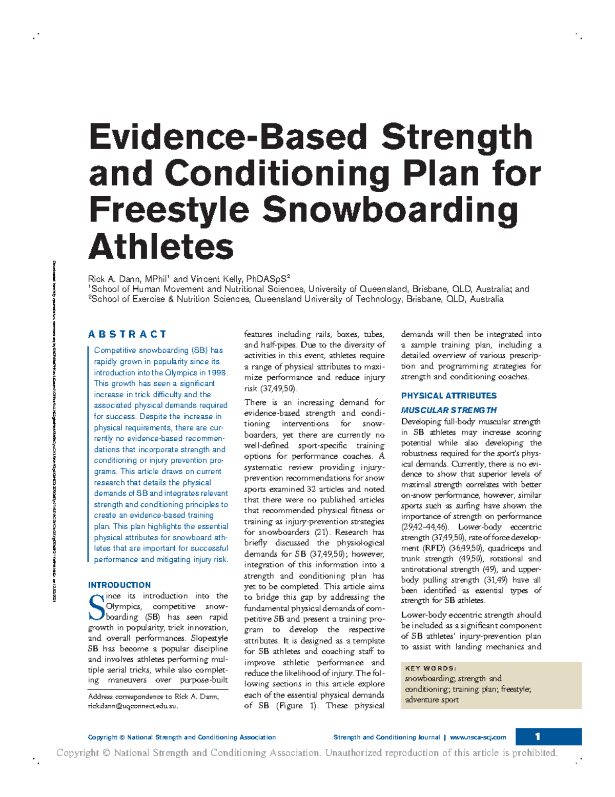 Evidence Based Strength and Conditioning Plan - Downloaded from journals.lww/nsca-scj by - Studocu