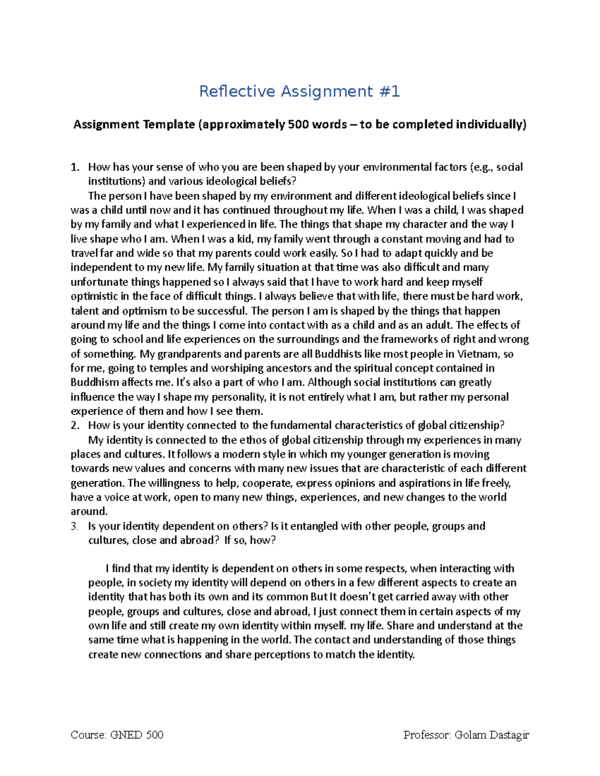 Reflective Assignment 1 About and discussion about groop - Reflective ...