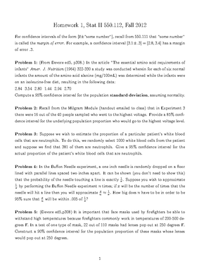 Homework 2 Solutions - Homework 2 Solutions, Stat II 550, Fall 2012 ...